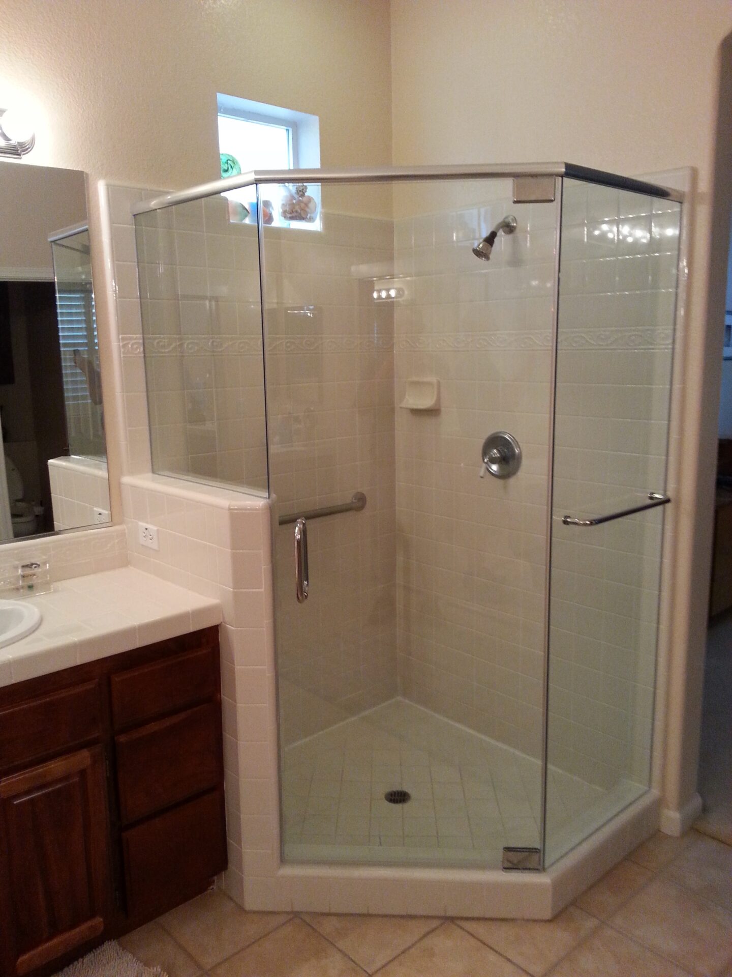 Frameless w/Support Headers – Accent Shower Door