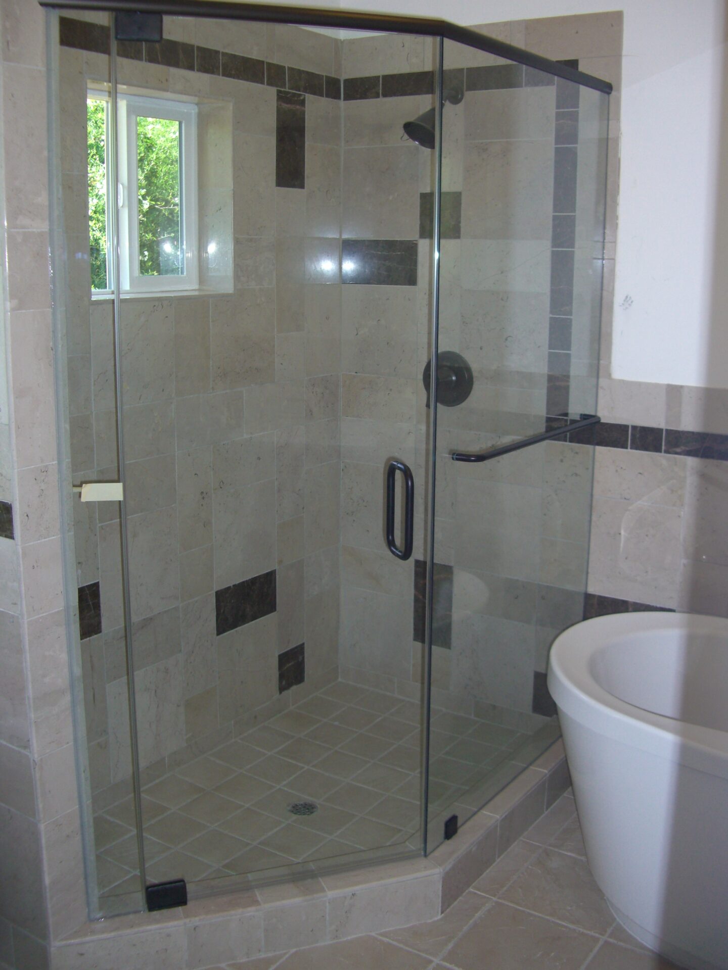 Frameless w/Support Headers – Accent Shower Door