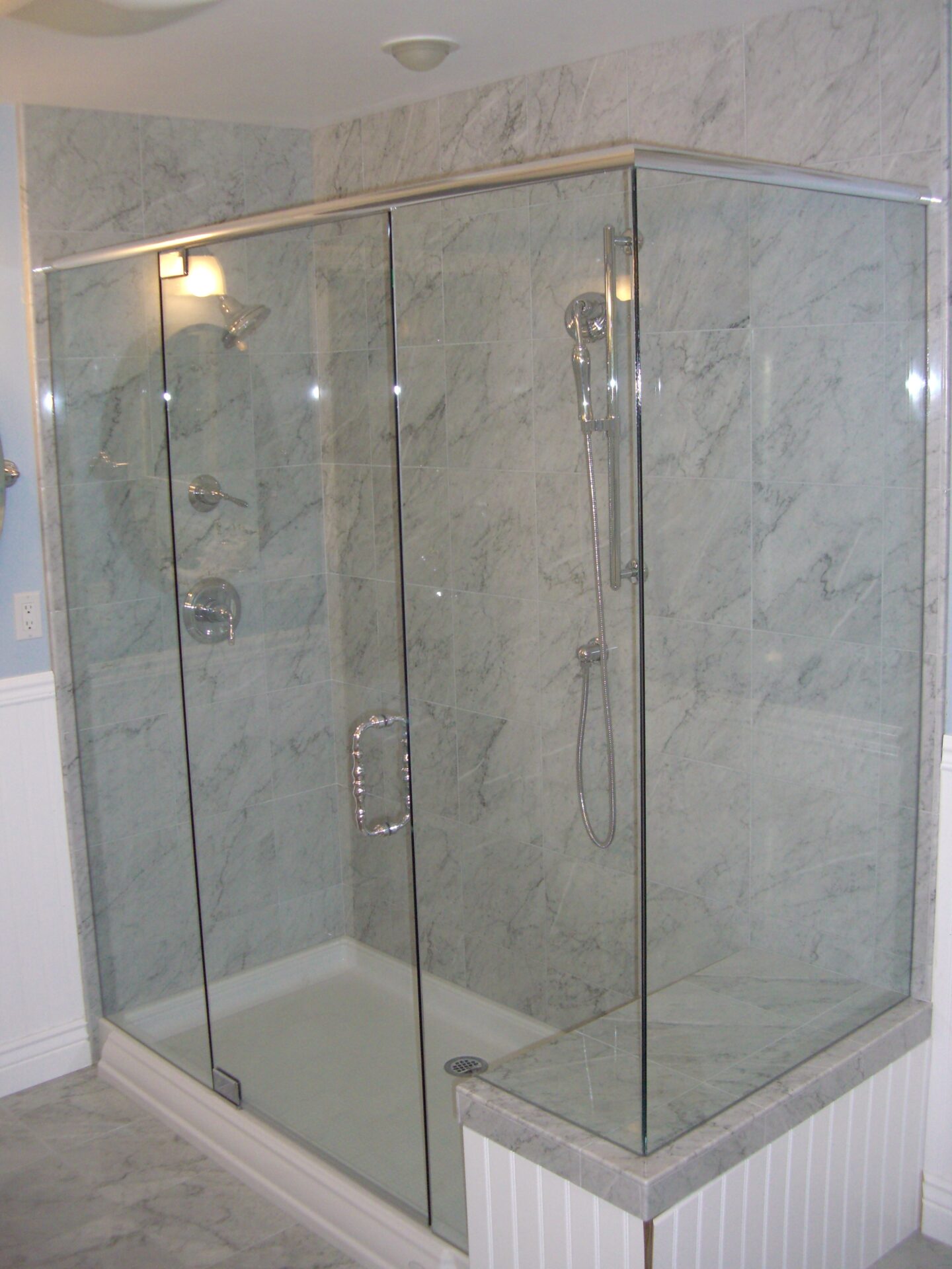 Frameless w/Support Headers – Accent Shower Door