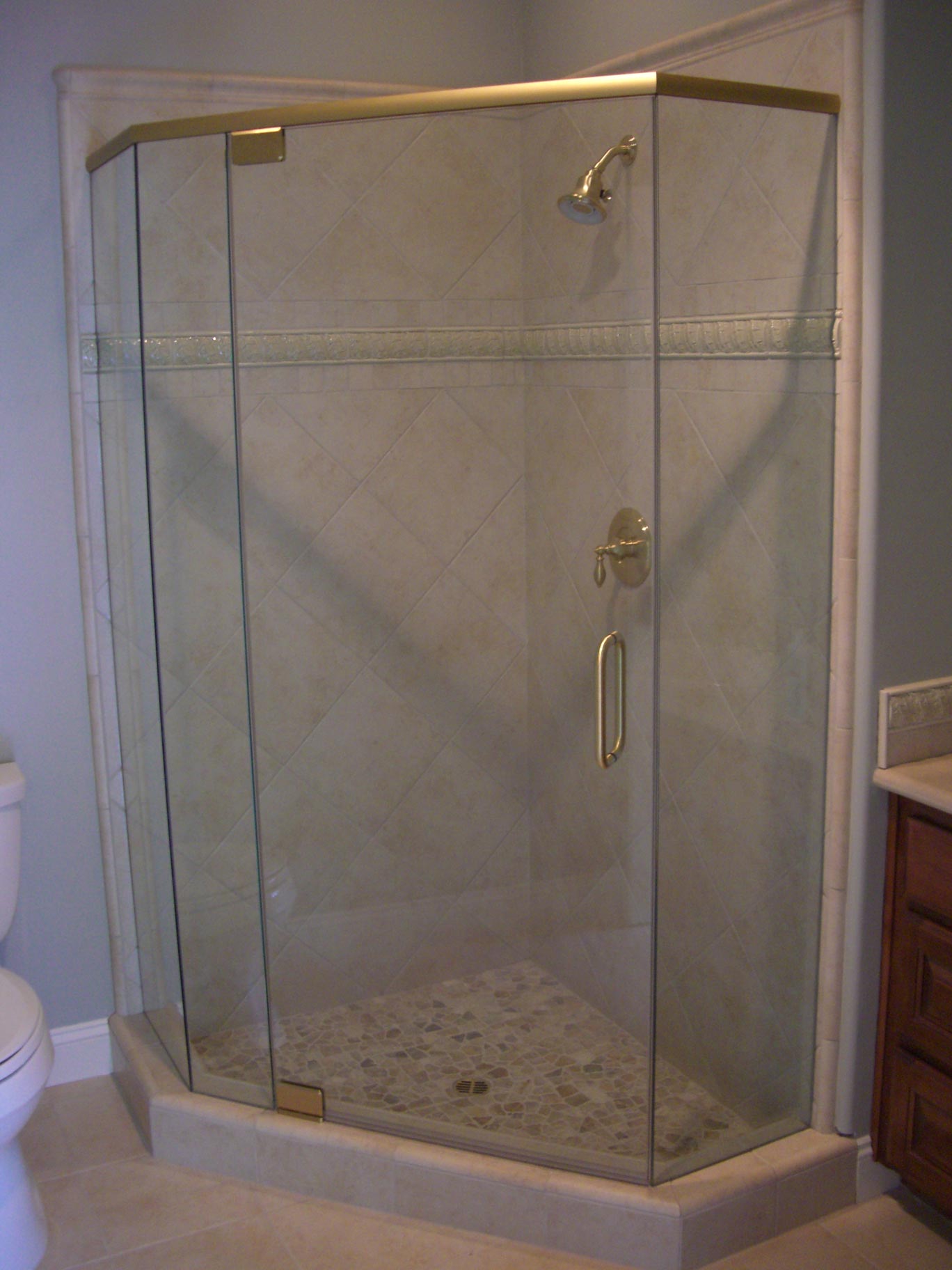 Frameless w/Support Headers – Accent Shower Door