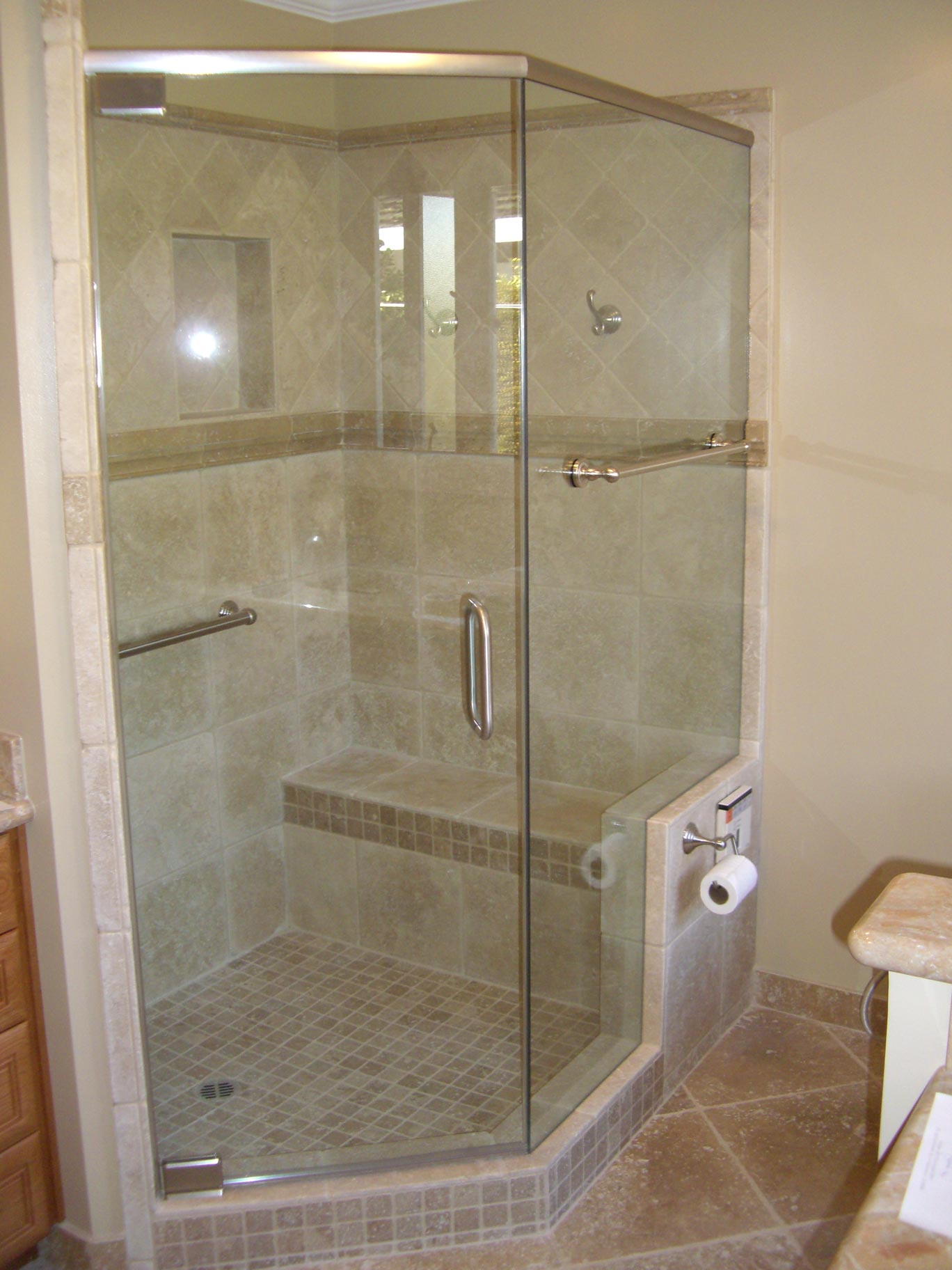 Frameless w/Support Headers – Accent Shower Door