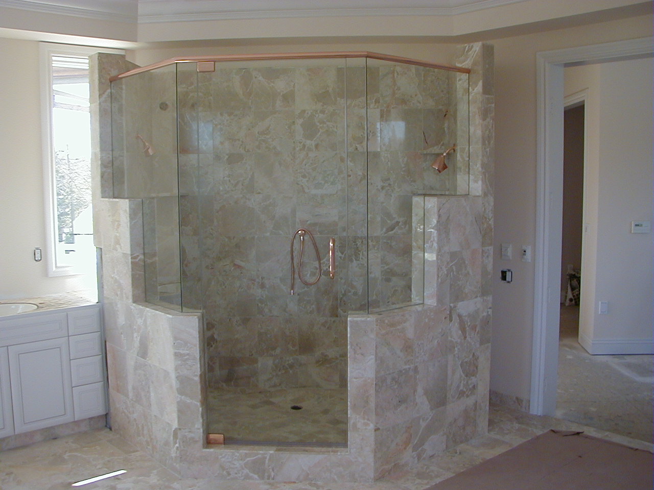 Frameless w/Support Headers – Accent Shower Door