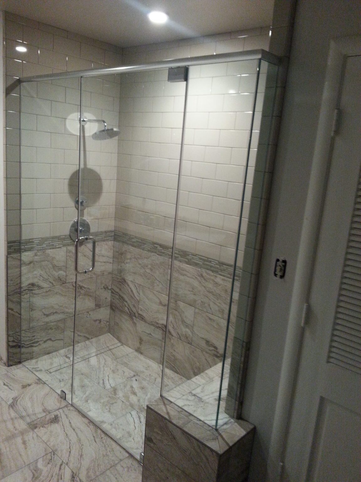 Frameless w/Support Headers – Accent Shower Door